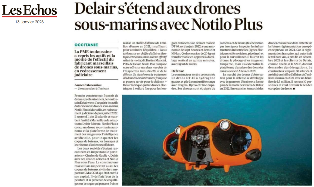 Delair s’étend aux drones sous-marins avec Notilo Plus - Delair